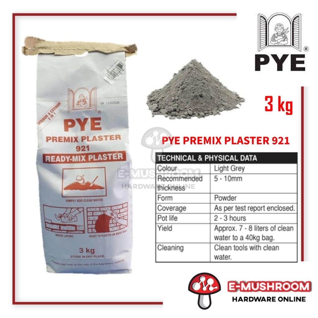 3KG PYE Premix Plaster 921 Ready Mixed Plaster 3 IN 1 Pasir Cement ...