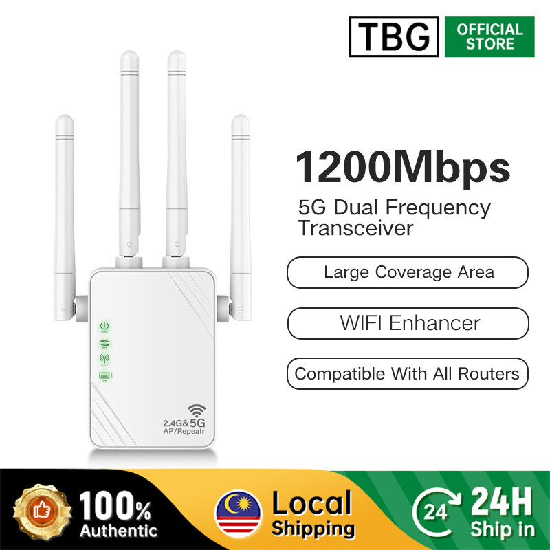 Qbrand 1200M Wifi Repeater Range Extender Enhancer Wifi Adapter Dual ...