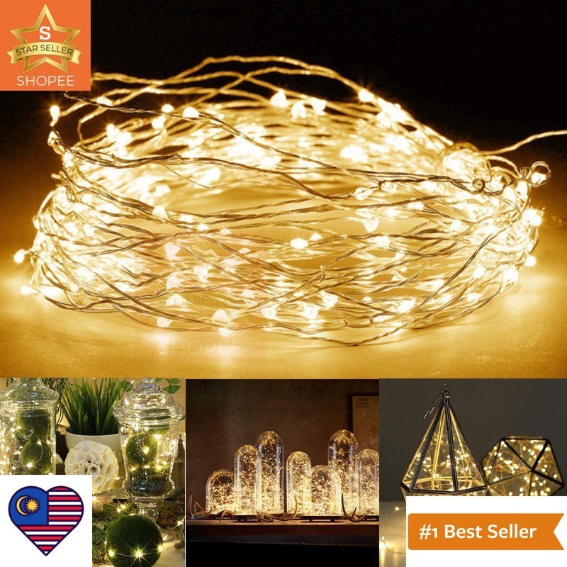(MW)10M 100 LEDs Battery Operated Mini LED Copper Wire String Fairy ...