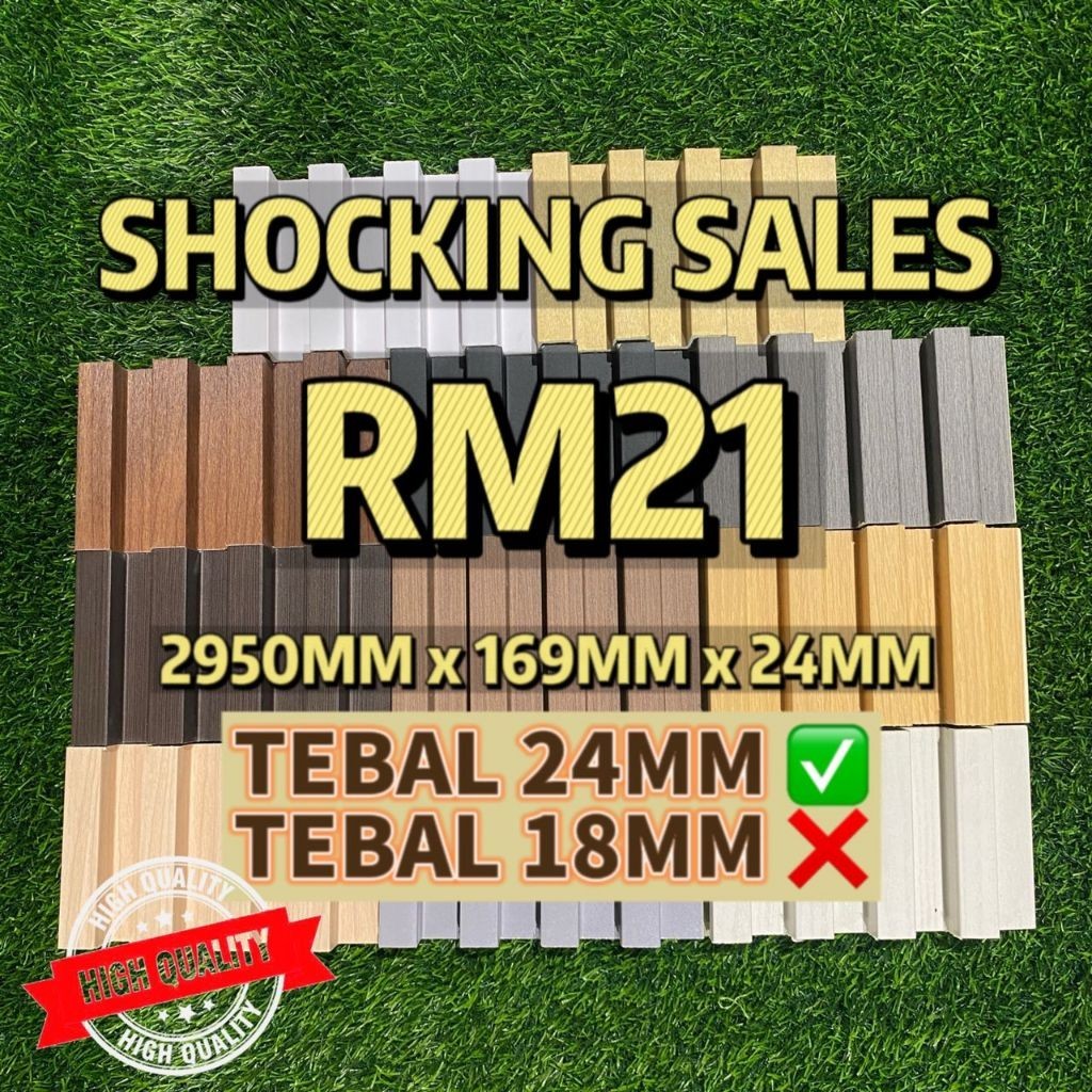 [Ready Stock] Fluted Wood Panel 2950MM x169MM x 24MM/17MM/15MM WPC Panel Fluted Wall Panel ...