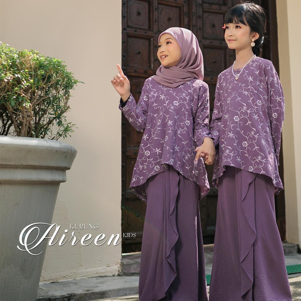 TUNIKMY Baju Kurung Aireen Kids | set Baju Raya viral sedondon | cutting peplum | Shopee Malaysia