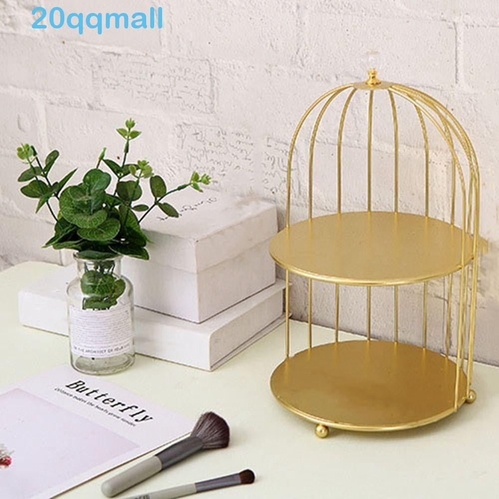 QQMALL Bird Cage Rack, Decorative Gold Cosmetics Storage Rack, Creative ...