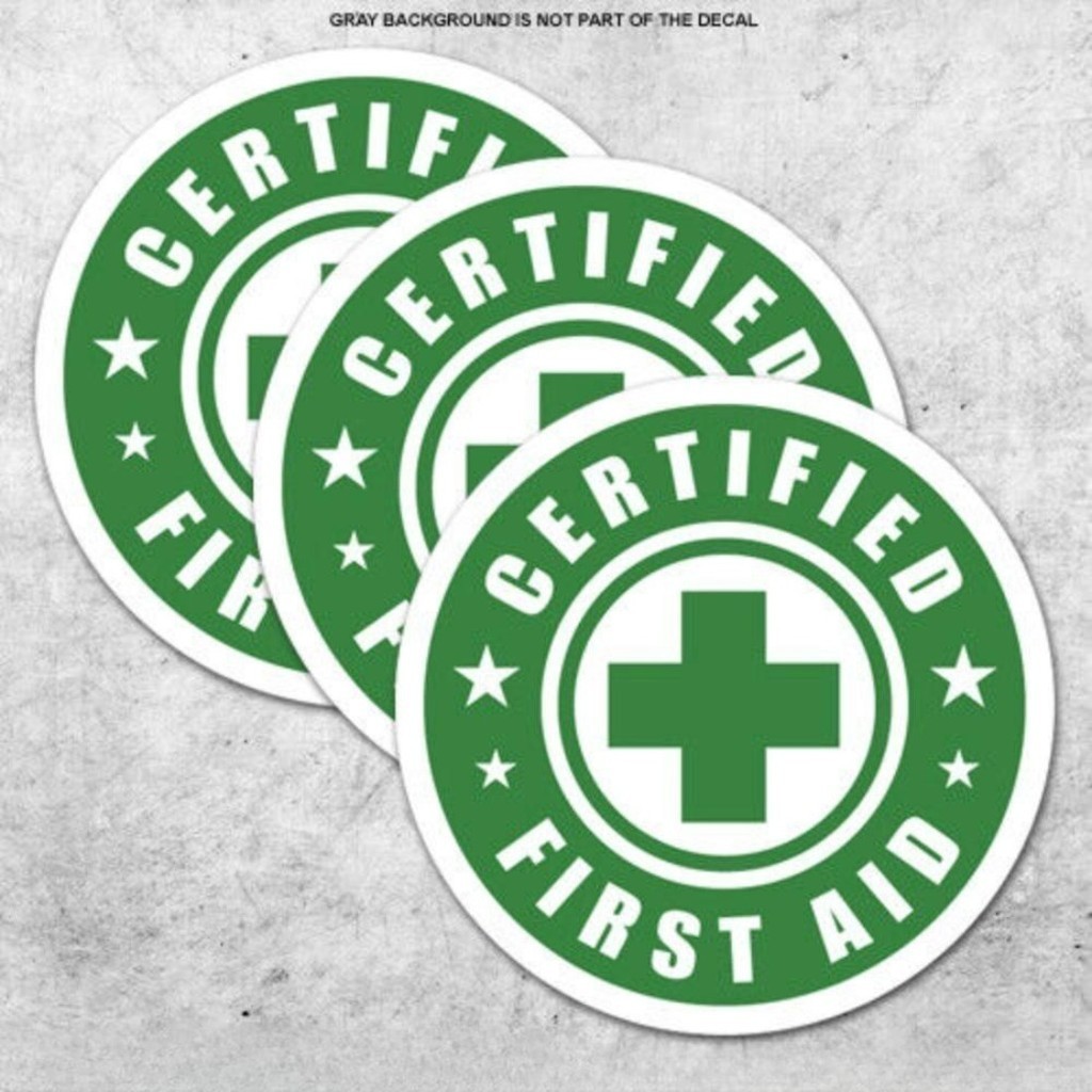 3x Certified First Aid / Sticker Safety Label EMT Hard Hat Helmet ...
