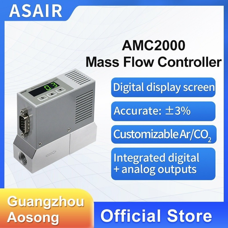 ASAIR AMC2000 Digital MFC Gas Mass Flow Controller MEMS Oxygen Air Nitrogen Gas Flow Meter ...