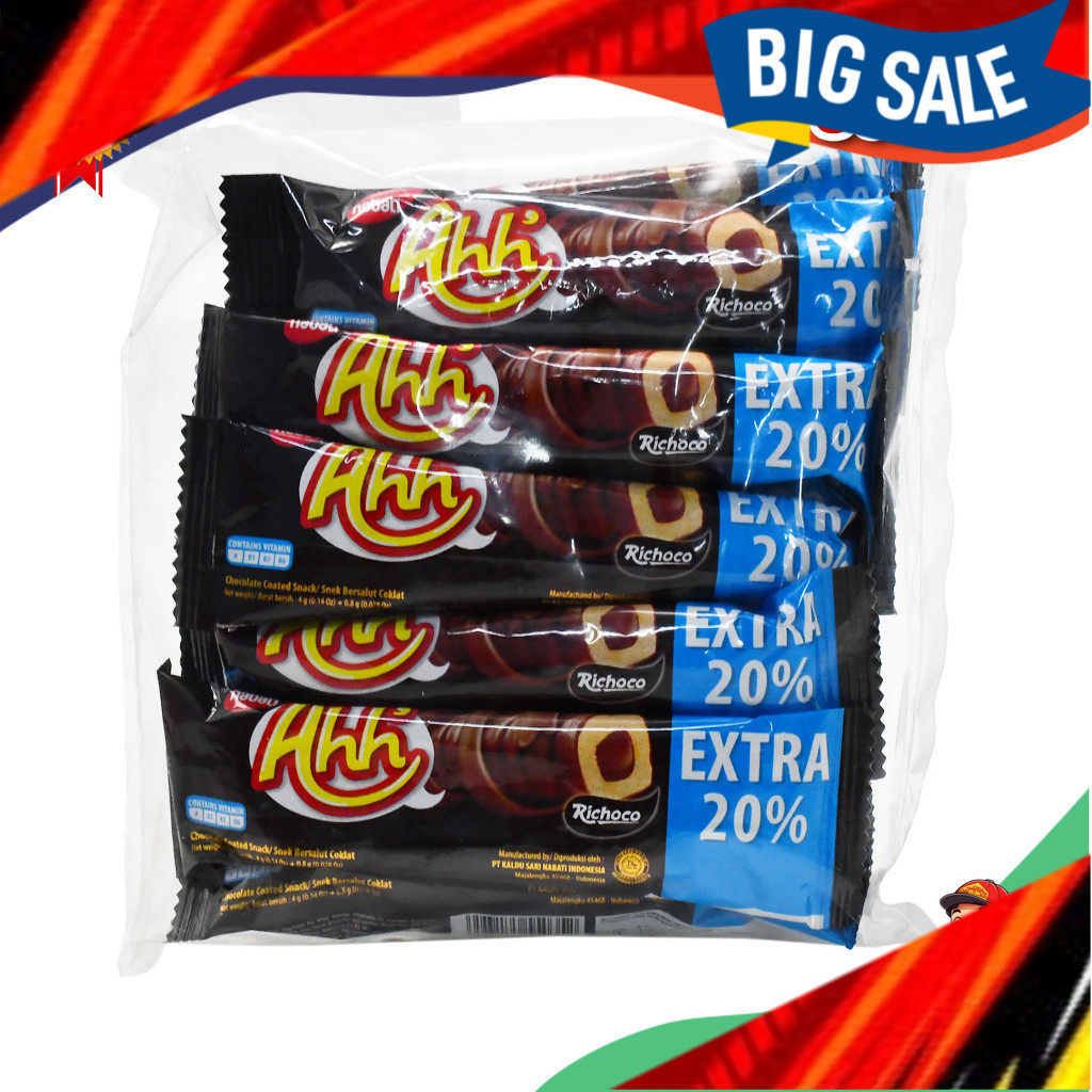 (11pcs) Snek Nabati Ahh' Richoco Chocolate Coated Snack Biscuit Nabati ...