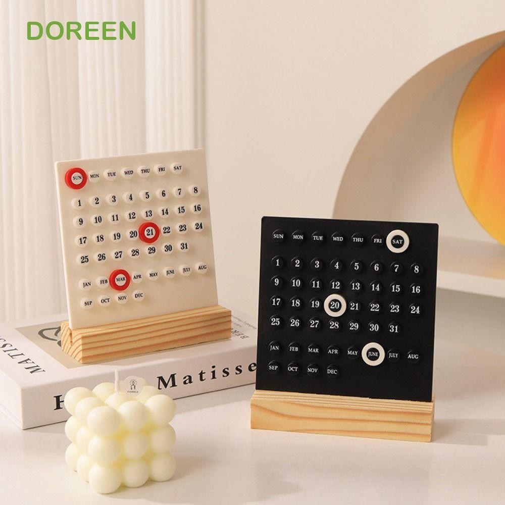 DOREEN Acrylic DIY Calendar, Wooden Base Handmade Wooden Desk Calendar ...