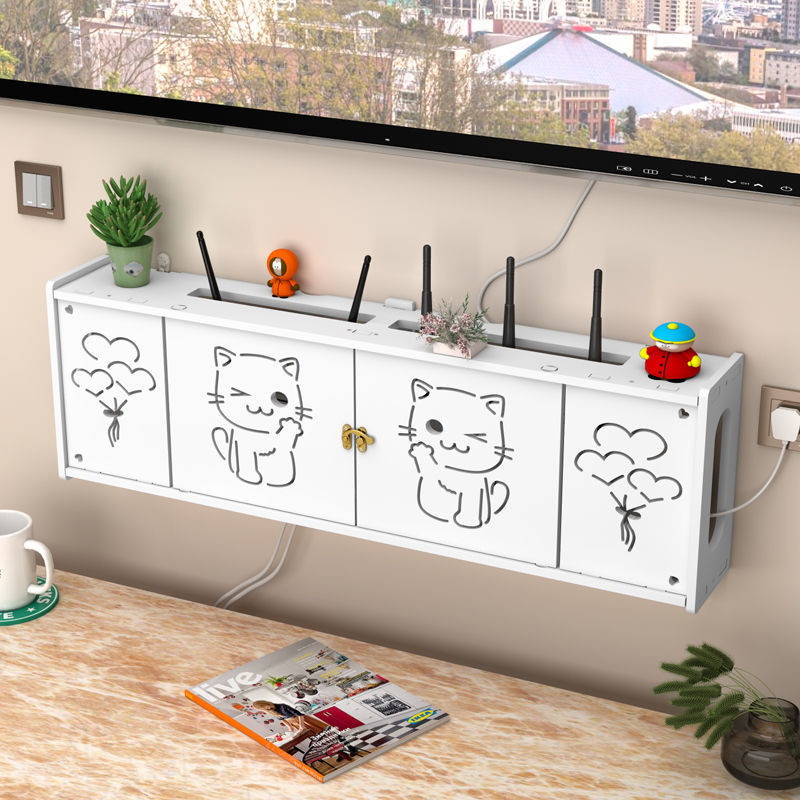 Living Room Wall-Mounted Wireless Router Storage Box Perforation-Free ...