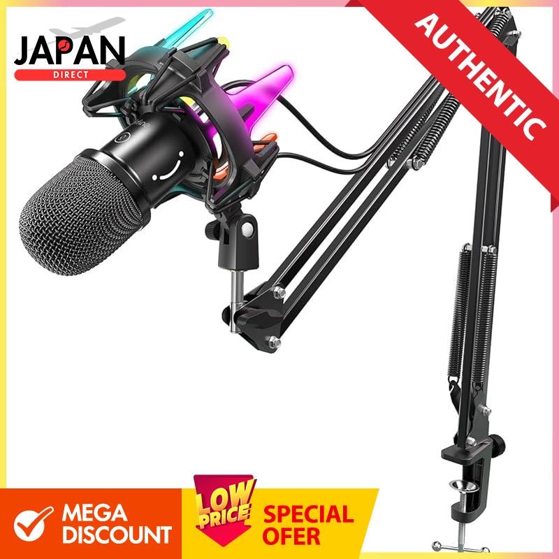 FIFINE USB Dynamic Microphone Gaming Microphone RGB Lighting ...