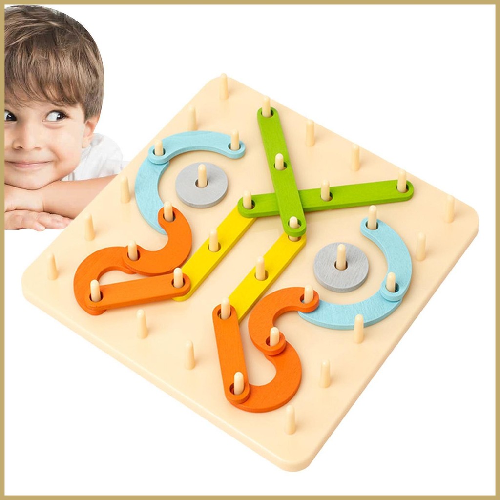 Peg Board for Kids Colorful Wooden Multiple Shape Puzzle School ...