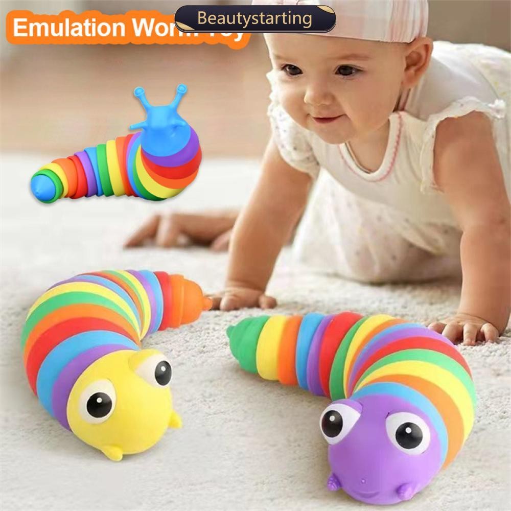 BEAUTYSTARTING 3D Emulation Worm Fidget Toy Slug Articulated Realistic ...