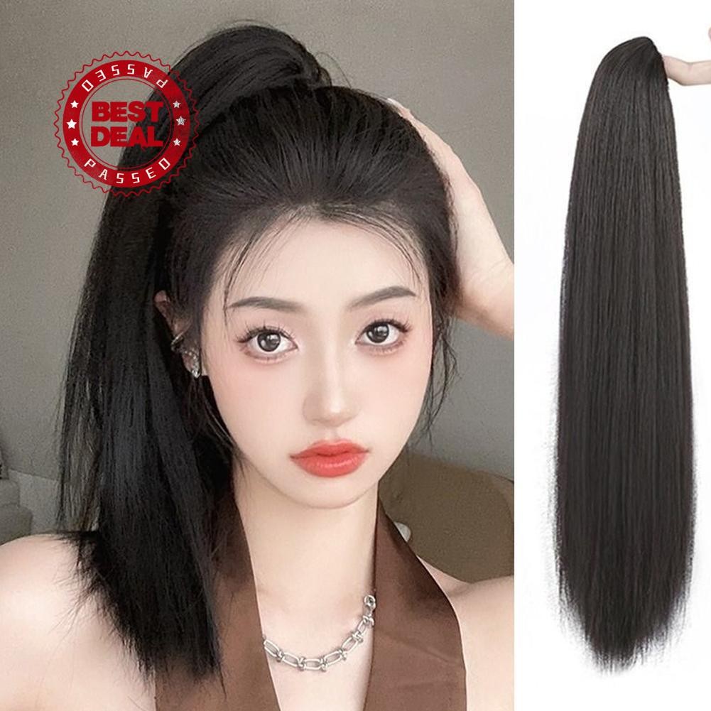 40cm Wig Female Straight Hair Ponytail Simulation Hair Curly Clip-on ...