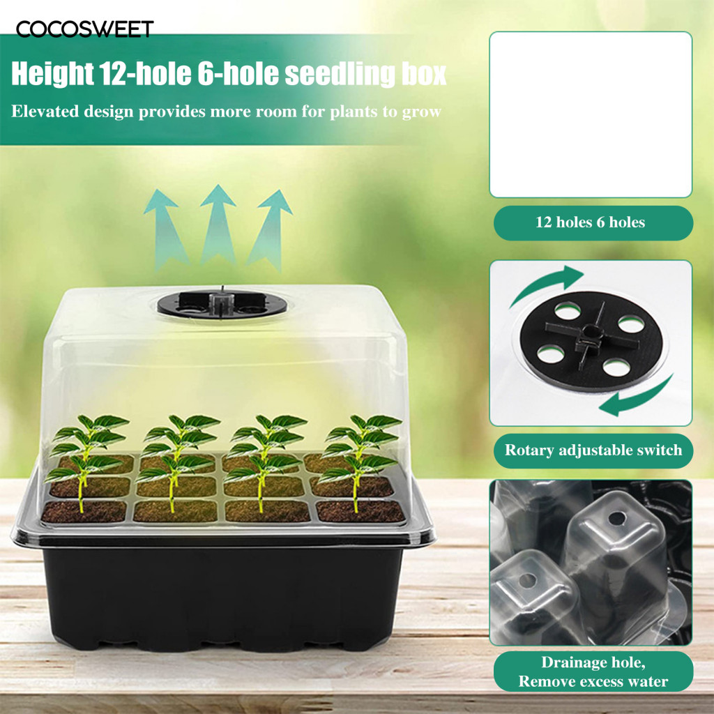COCO Indoor Seeds Germination Tray Seedlings Propagation Box with Vents ...