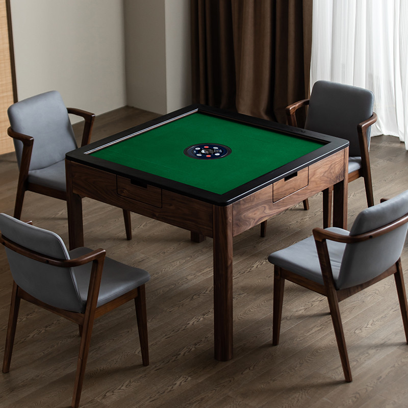 Meja Mahjong Kayu Pepejal Amerika Utara Walnut Hitam Penuh U Automatik ...