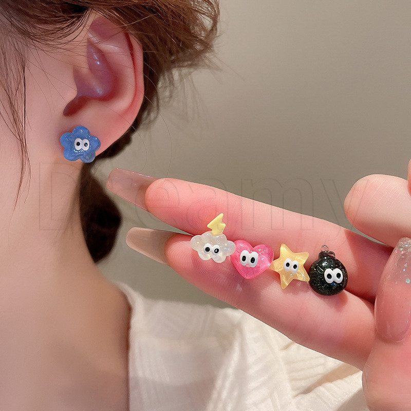 5Pcs/Set Y2K Cartoon Funny Stud Earring - Korean INS Sweet Cute Earring ...