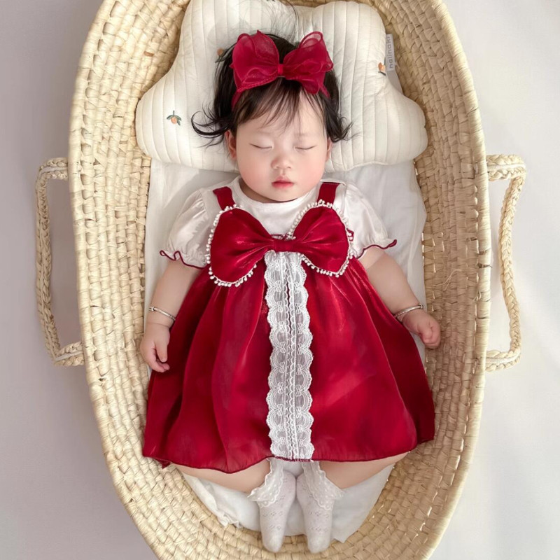Baby Dress Summer Newborn Baby Red Dress Baby Girl One Year Old ...
