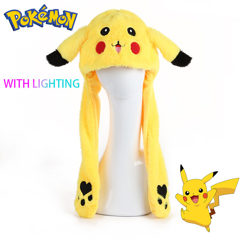 Pokémon Plush Hat with Light-emitting Pikachu Rabbit Ears Cute Cartoon ...