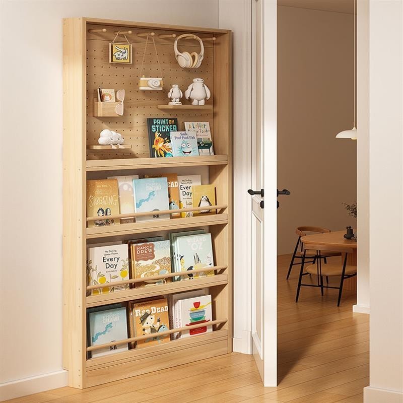 Solid Wood Behind Door Bookshelf Ultra-Thin Children's Shelf Reading ...