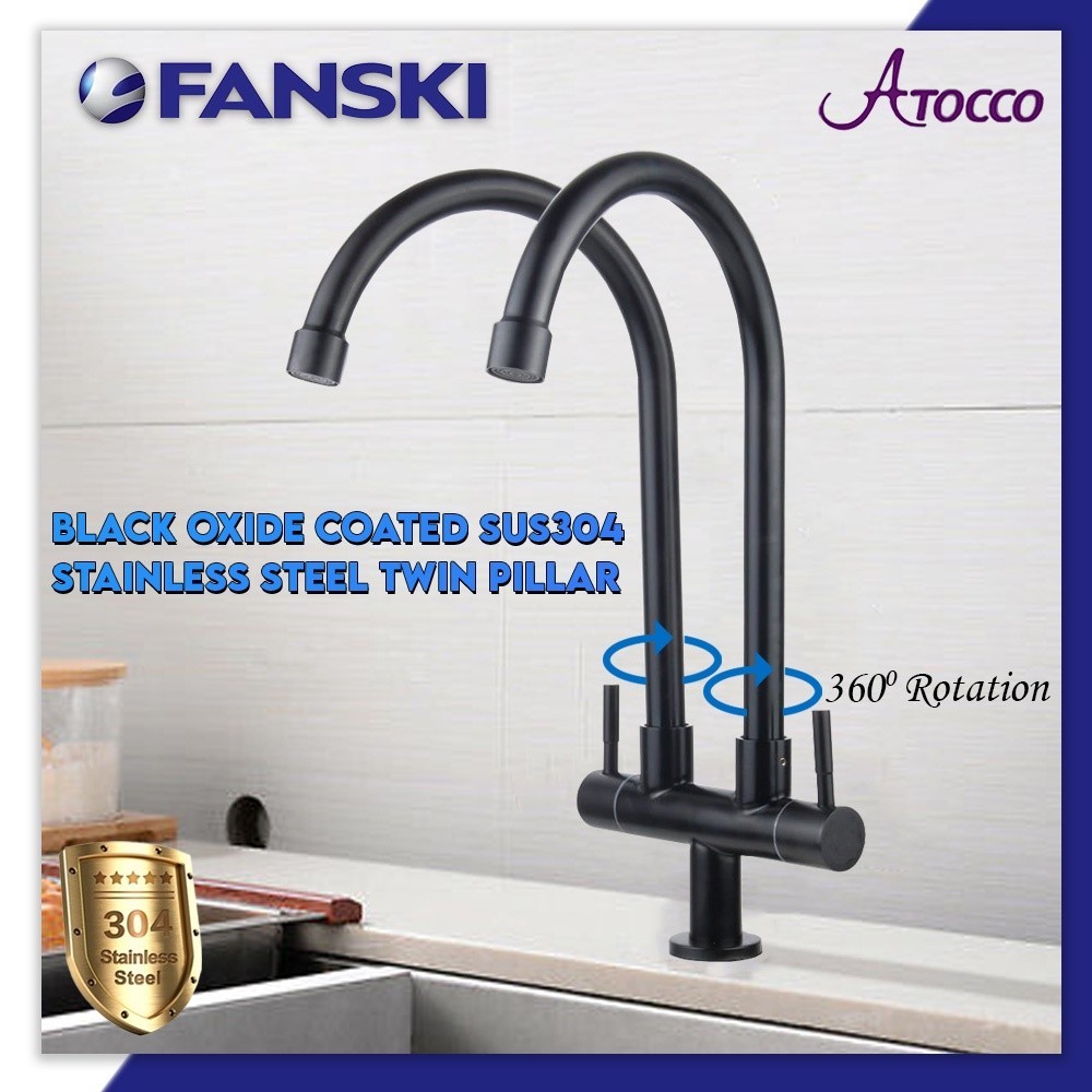 BLK-304542SS BLACK OXIDE COATED SUS304 STAINLESS STEEL TWIN PILLAR SINK ...