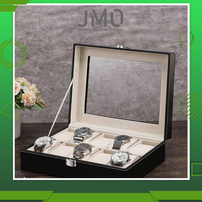 [JMO] Premium Artificial Leather/Wooden Watch Box Container 3 Slots ...
