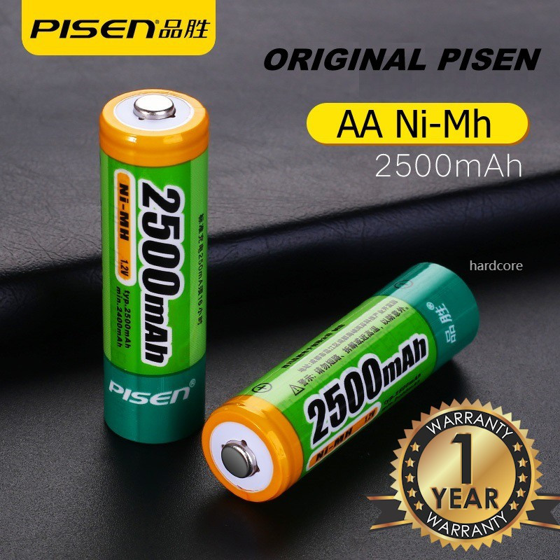 ORIGINAL PISEN AA size 1.2V 1.5V 2500mAh rechargeable Ni-Mh battery ...