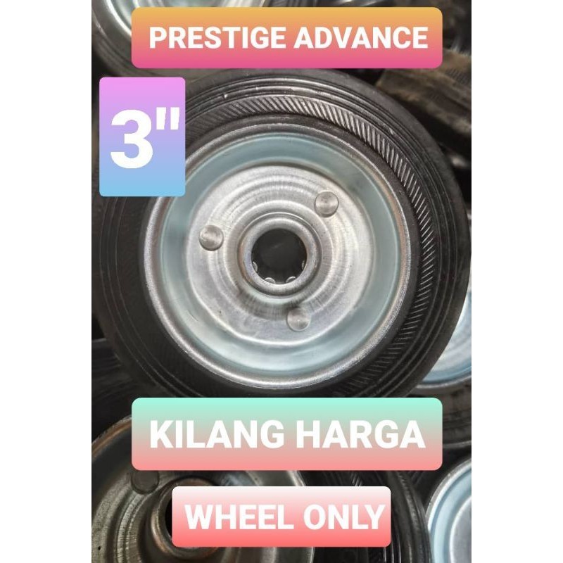 3" SOLID BLACK RUBBER ONLY / RODA GETAH HITAM SOLID SAHAJA | Shopee ...