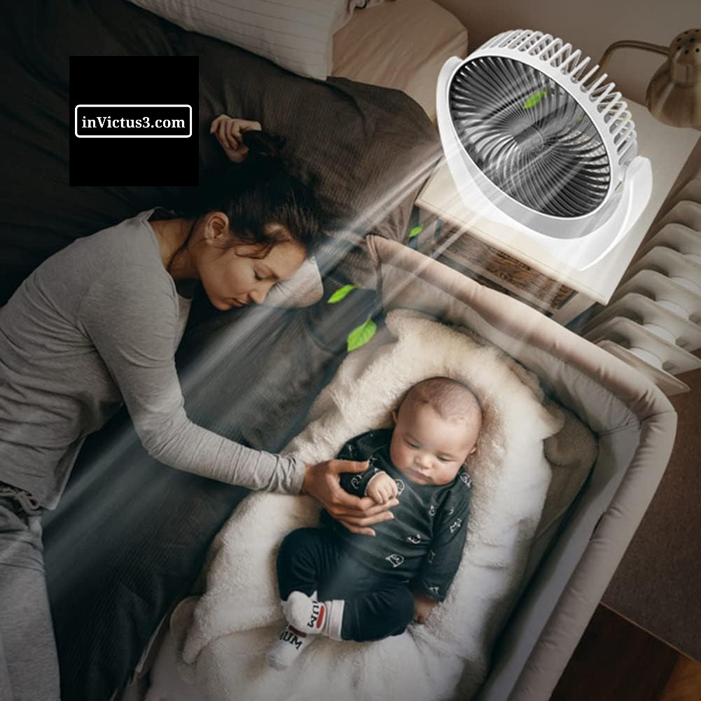 USB Silent Table Fan Rechargeable Desk Fan Portable Silent Fan 3 Speed ...