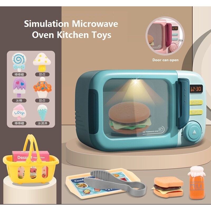 Simulation Microwave Oven Kitchen Toys Pretend Play Set Early Learning ...