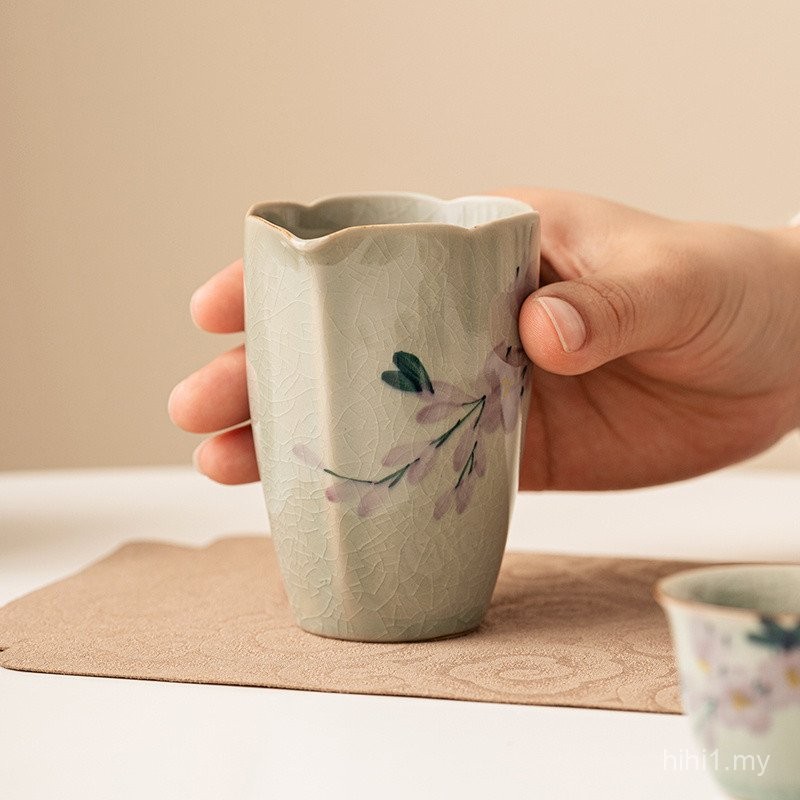 Pure Hand-Painted Ice Piece Magnolia Flower Ceramic Fair Cup Creative ...