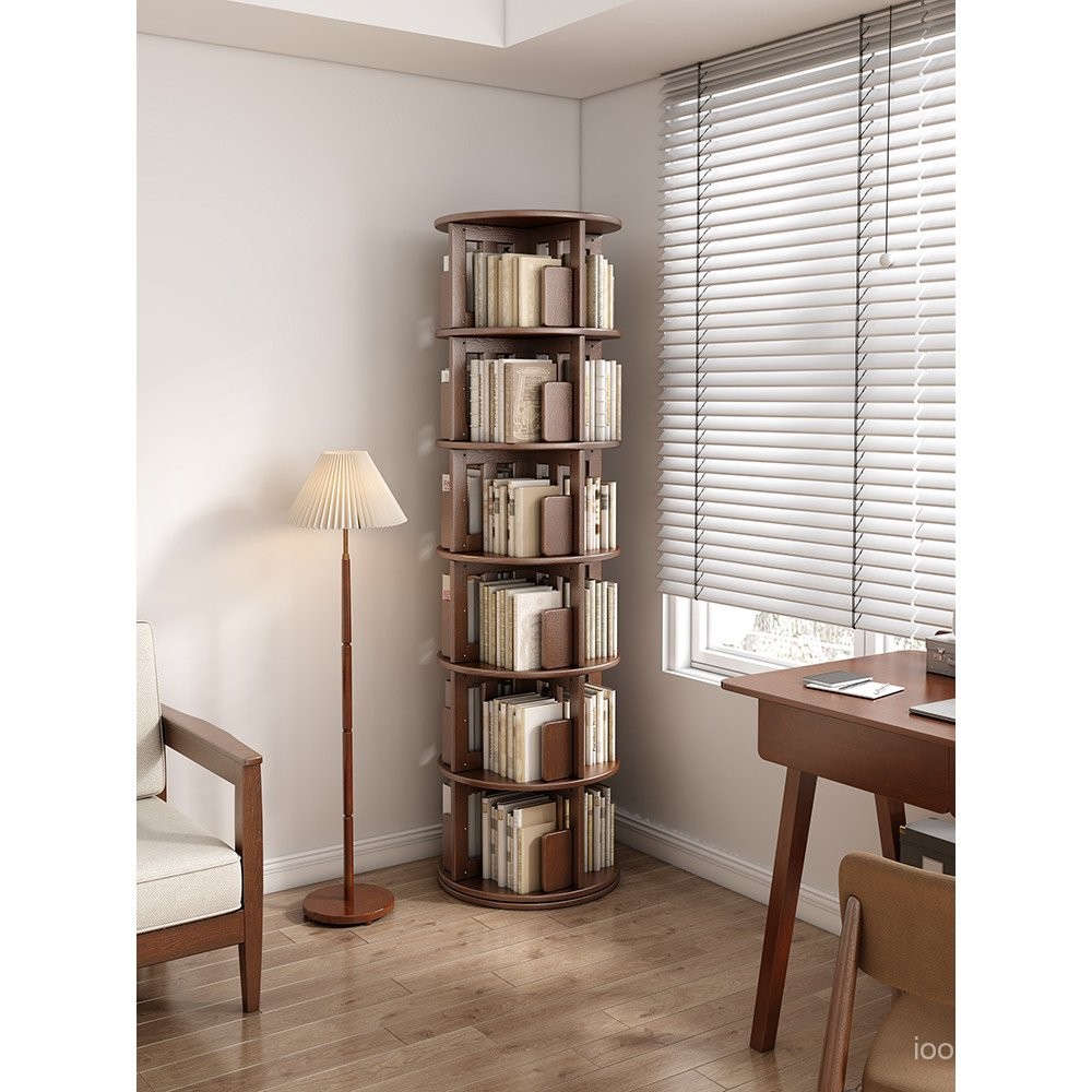 All Solid Wood Rotating Bookshelf 360 Degree Bookcase Household Floor ...