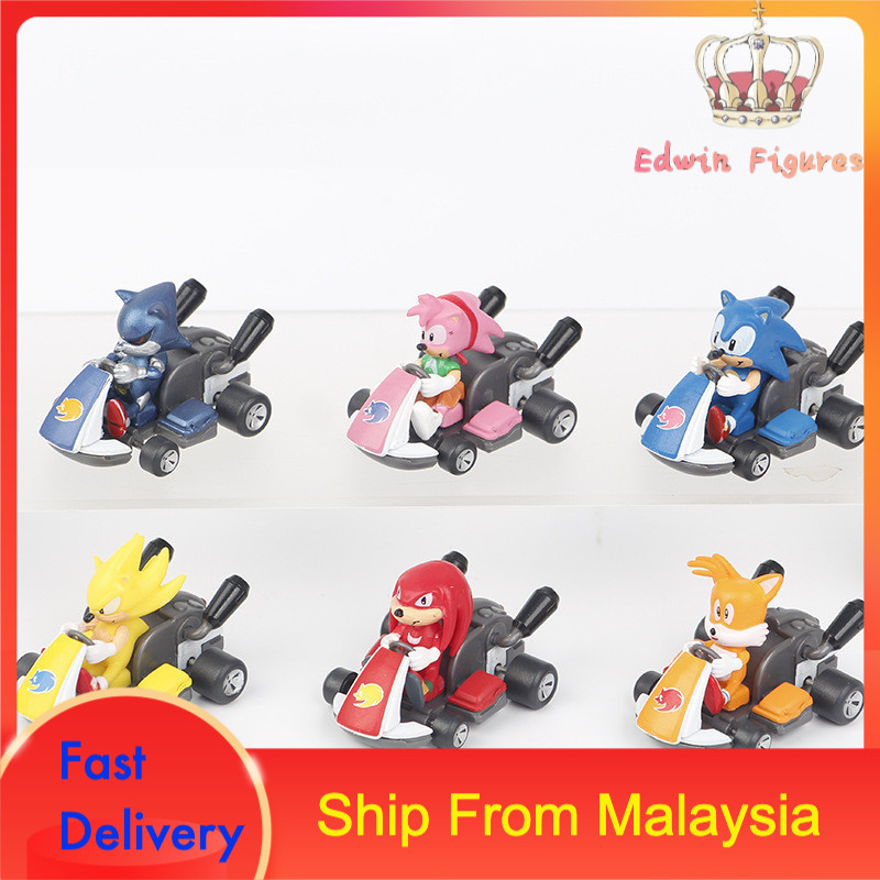 6Pcs/Set Sonic Cartoon Pull Back Cars Racing Game Toys Shadow Tails ...