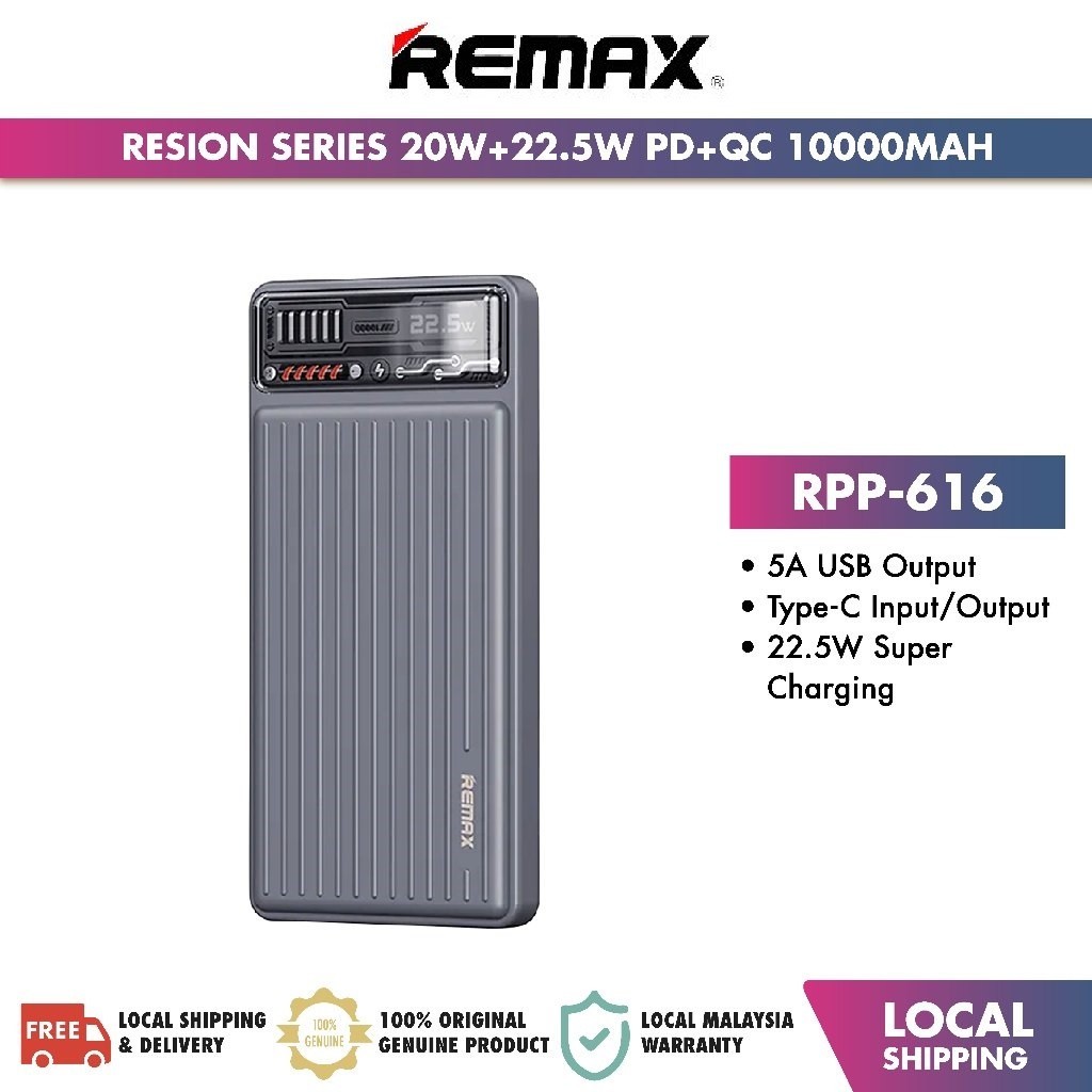 REMAX Resion Series PD+QC Fast Charging Power Bank (10000mAh/20W+22.5W ...