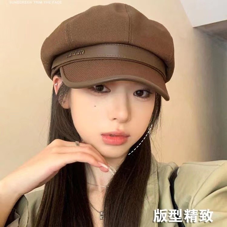 Black beret Japanese retro style High quality minmin letter hat ...