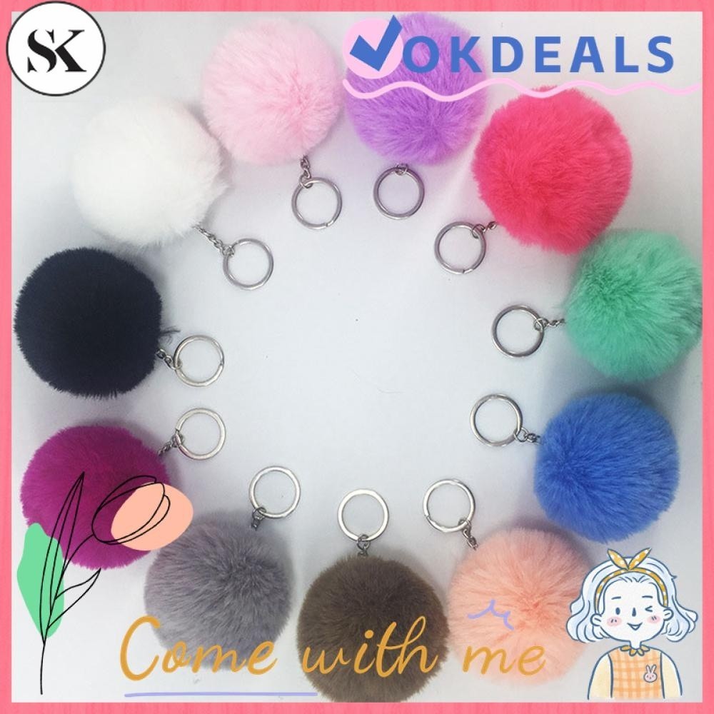 SK Artificial Rabbit Fur Ball Nice Car Bag Keychain Key Chain Balls ...