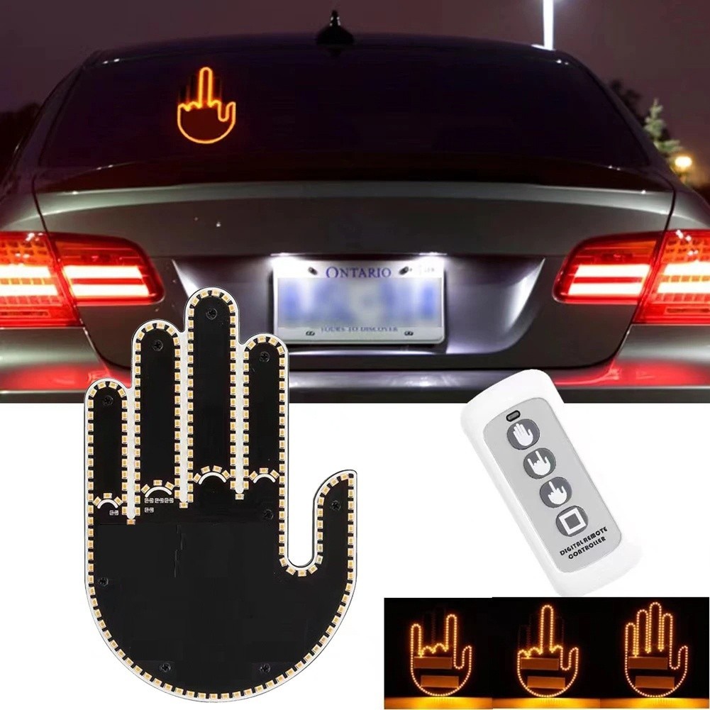 Universal Fun Car Middle Finger LED Light For Automobile Hand Gesture ...