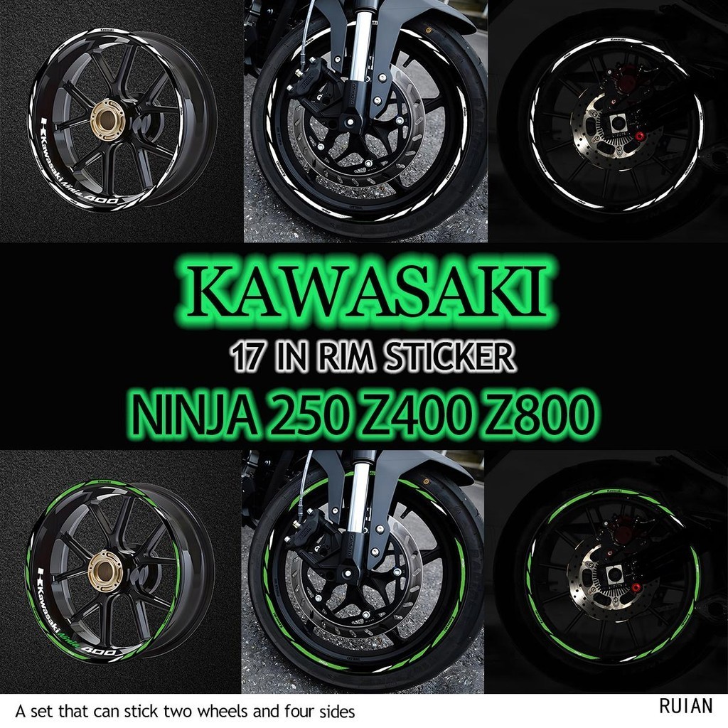 For Kawasaki NinjaZ250 Z400 Z800 RIM Stick Decals Front and Back Wheel ...