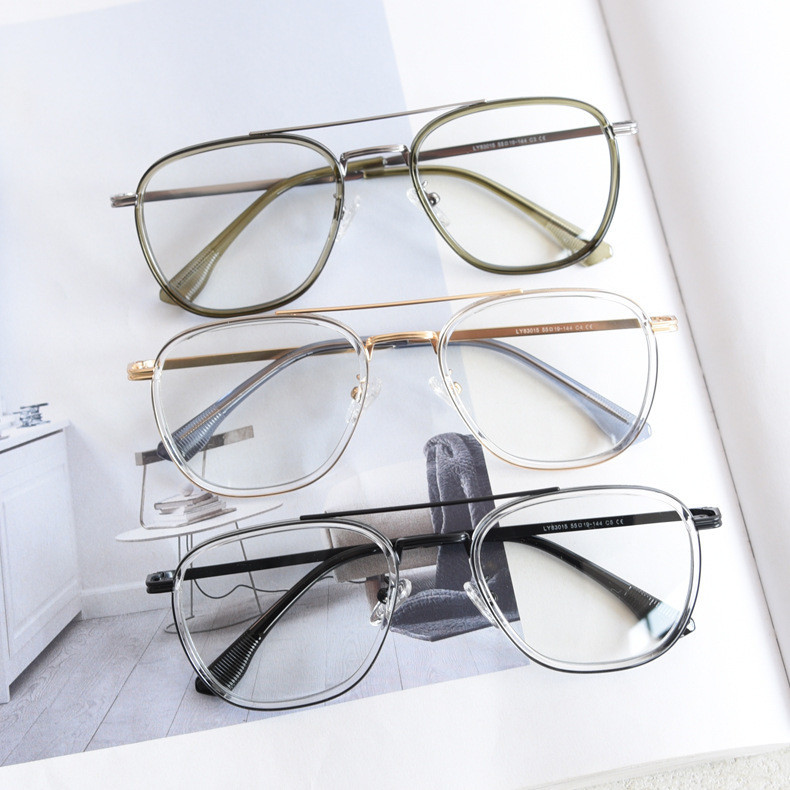 New Retro Glasses Frame Pilot Double Beam Eyewear Trendy Men and Women ...