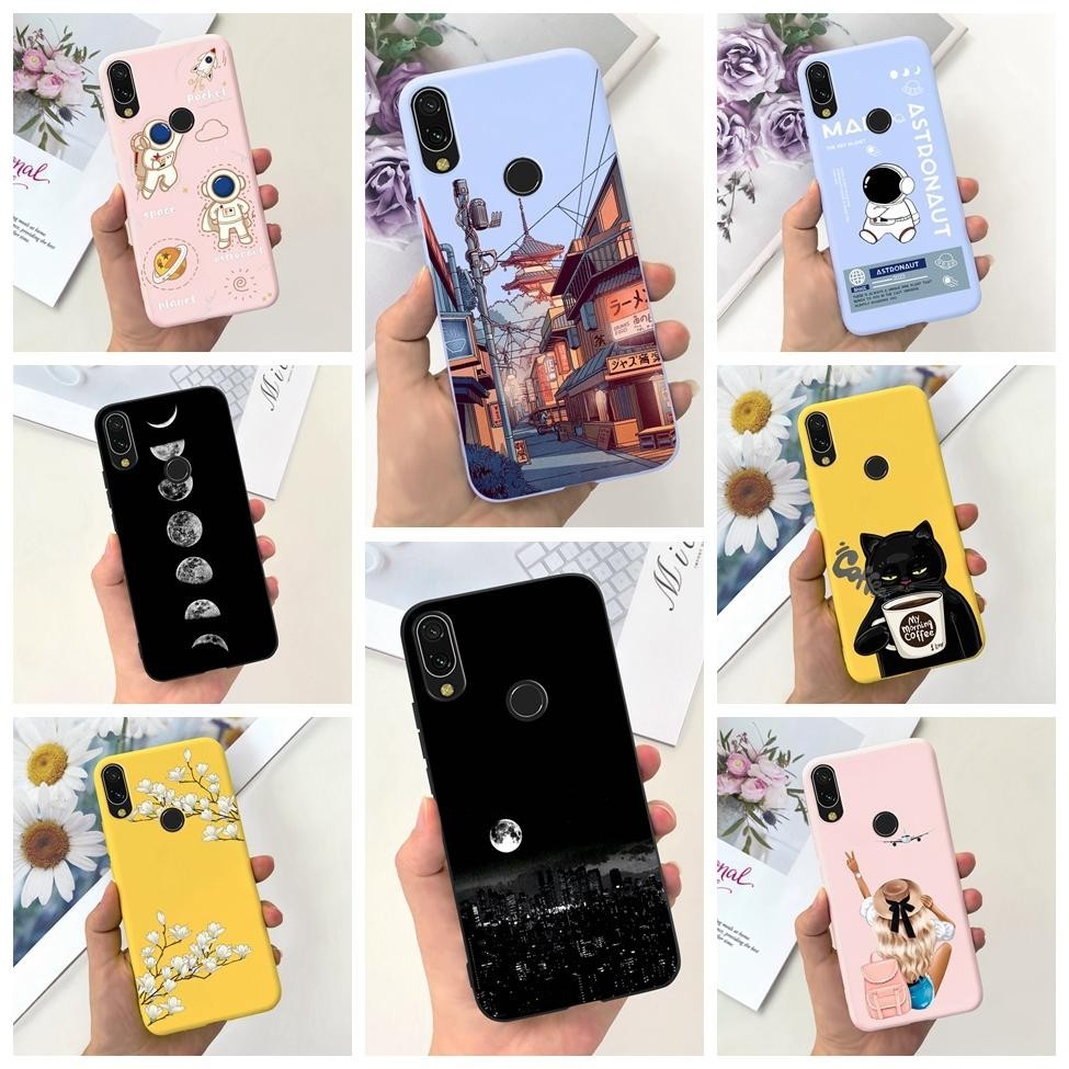 Xiaomi Redmi 7 Case Fashion Cute Flowers Cat Funny Painted Shockproof ...
