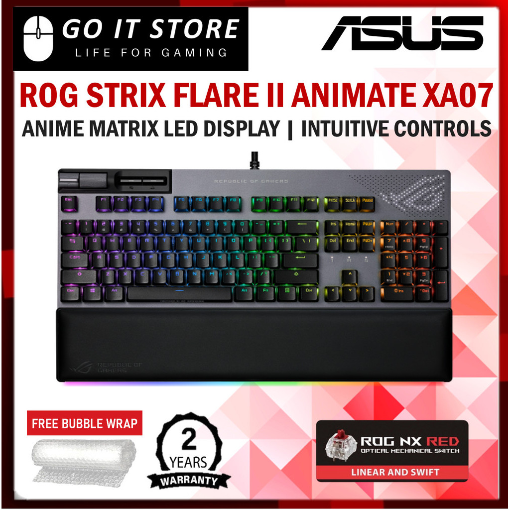 Asus Keyboard ROG Strix Flare II Animate (XA07) Red Switch Gaming ...