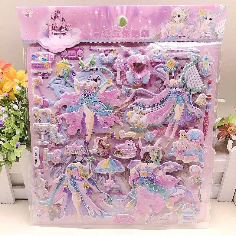 [Spots Ready Stock] Princess Dress Up Girl Sticker Children 3D Three ...