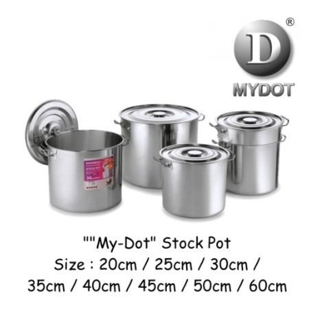 MY-DOT Stainless Steel Deep Stock Pot With lids and Handle Steel 45cm ...