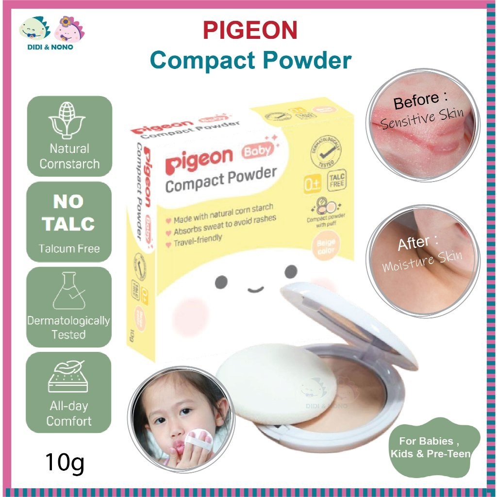 Pigeon Baby Powder Compact Powder CornStarch 10g Bedak Muka Baby Kids ...