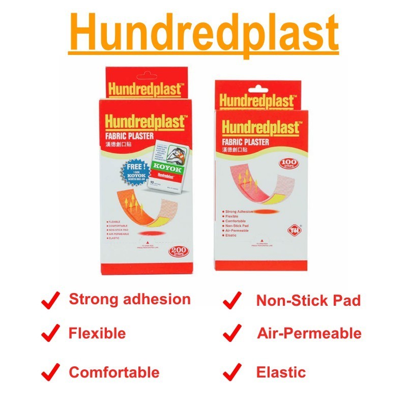 Hundredplast Fabric Plaster 透气 止血 创口贴 first aid dressing pakaian ...