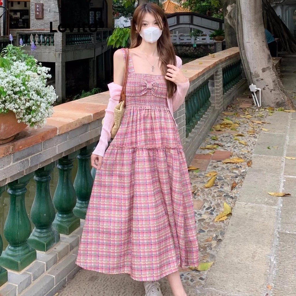 Lovito Casual Plaid Pattern Dress for Women LNE54542 | Shopee Malaysia