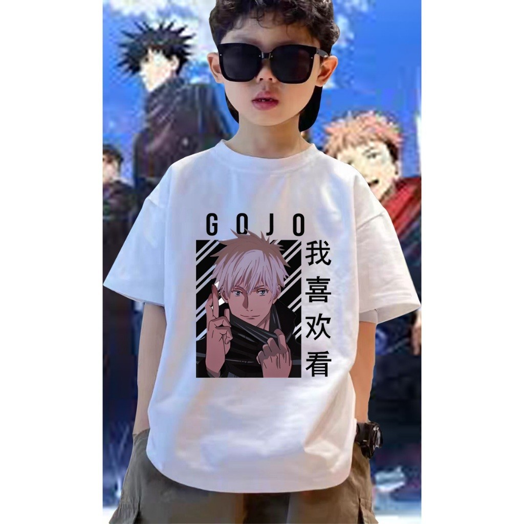 (Ship) Kids Ju GOJO SATORU V3 Kaos Anime-Karimake HITAM Round Neck T ...