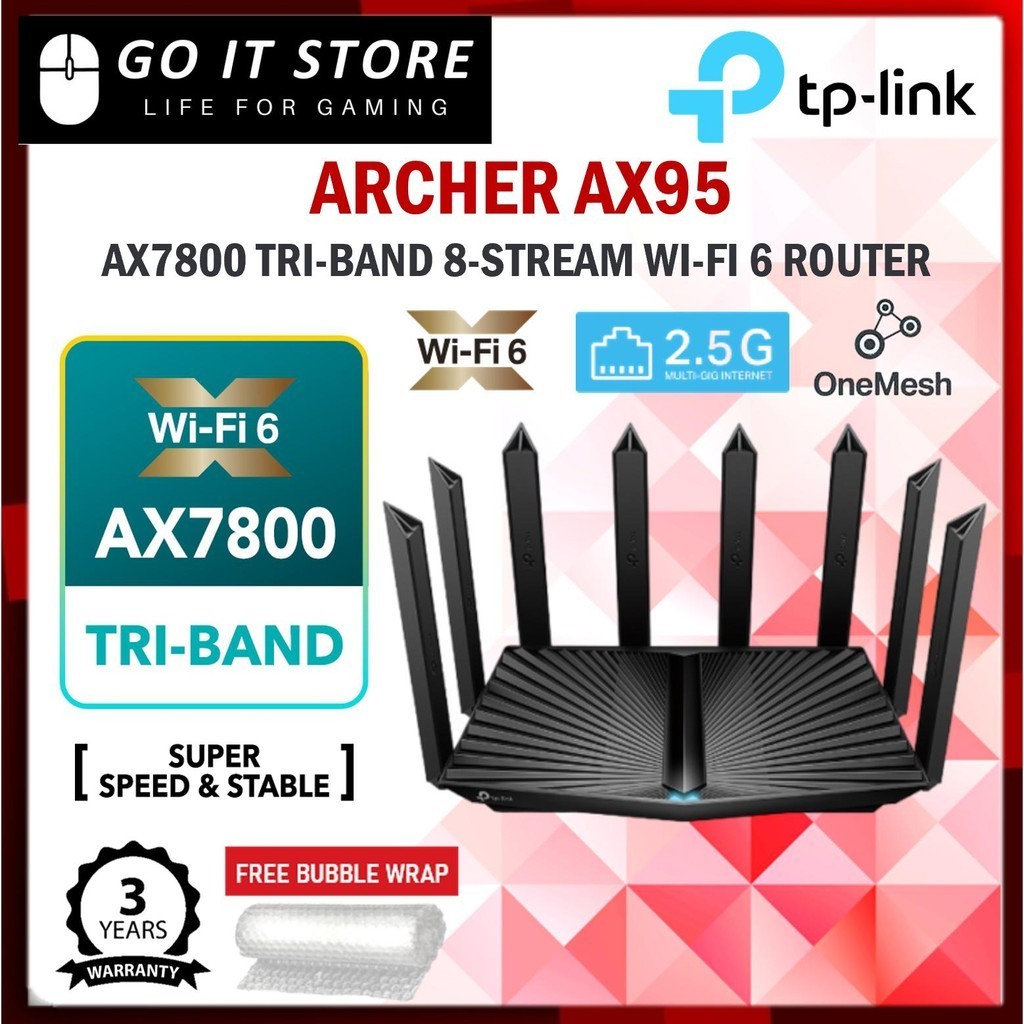 TP-Link Archer AX95 AX7800 Tri-Band Gigabit Wireless Wi-Fi 6 Router ...