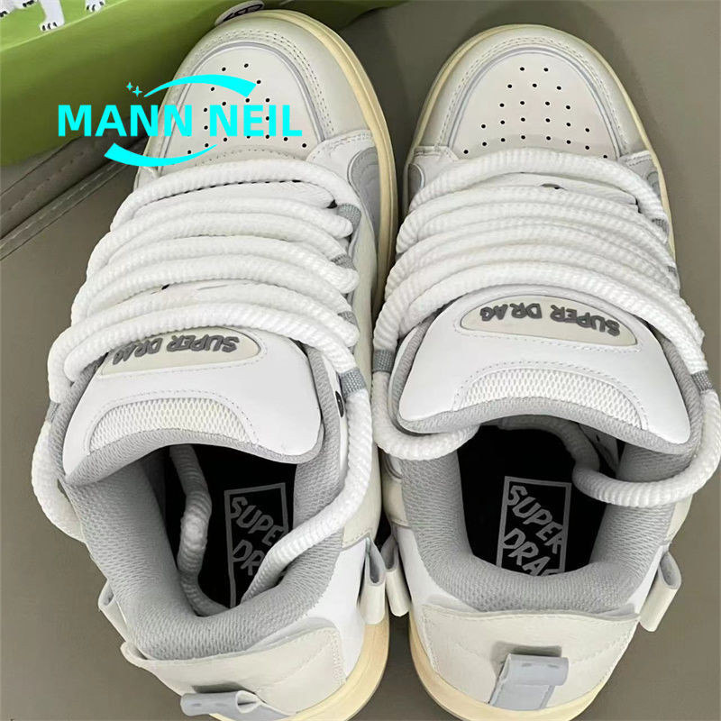 Super Pull~Japanese White Gray Stitching Melade Bread Shoes Female ins ...