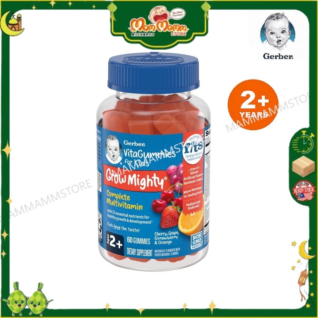 Gerber Gummy Grow Mighty Complete Kids Multivitamin 60 gummies for 2 ...