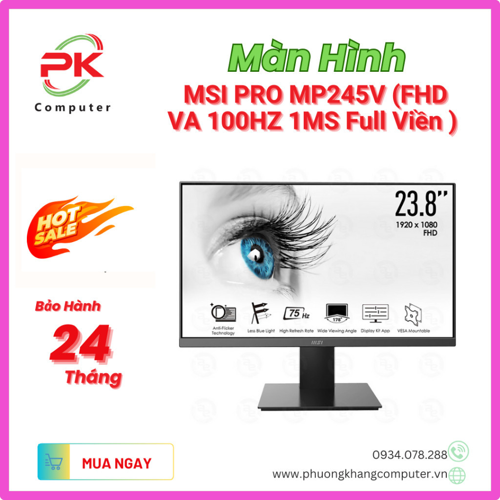 Msi PRO MP245V Display (FHD VA 100HZ 1MS Full Border) | Shopee Malaysia