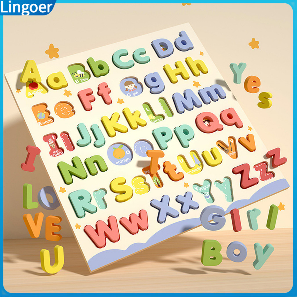 Lingoer| Alphabet Learning Tool Letter Puzzle Board Wooden Alphabet ...