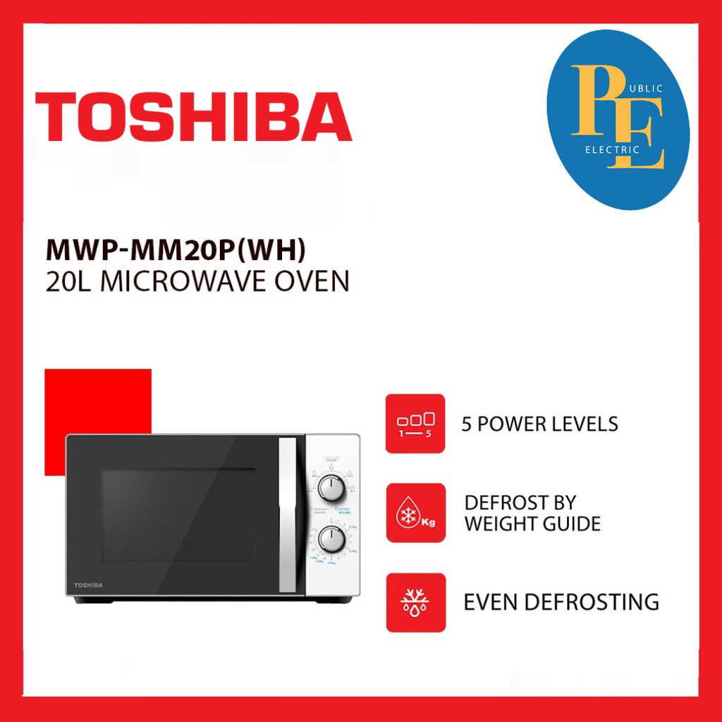 Toshiba MWP-MM20P(WH) 20L Microwave Oven Solo Function / LED Cavity Light / Stable Turntable ...